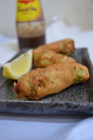 Stuffed chili pepper pakoras recipe on Food52.com
